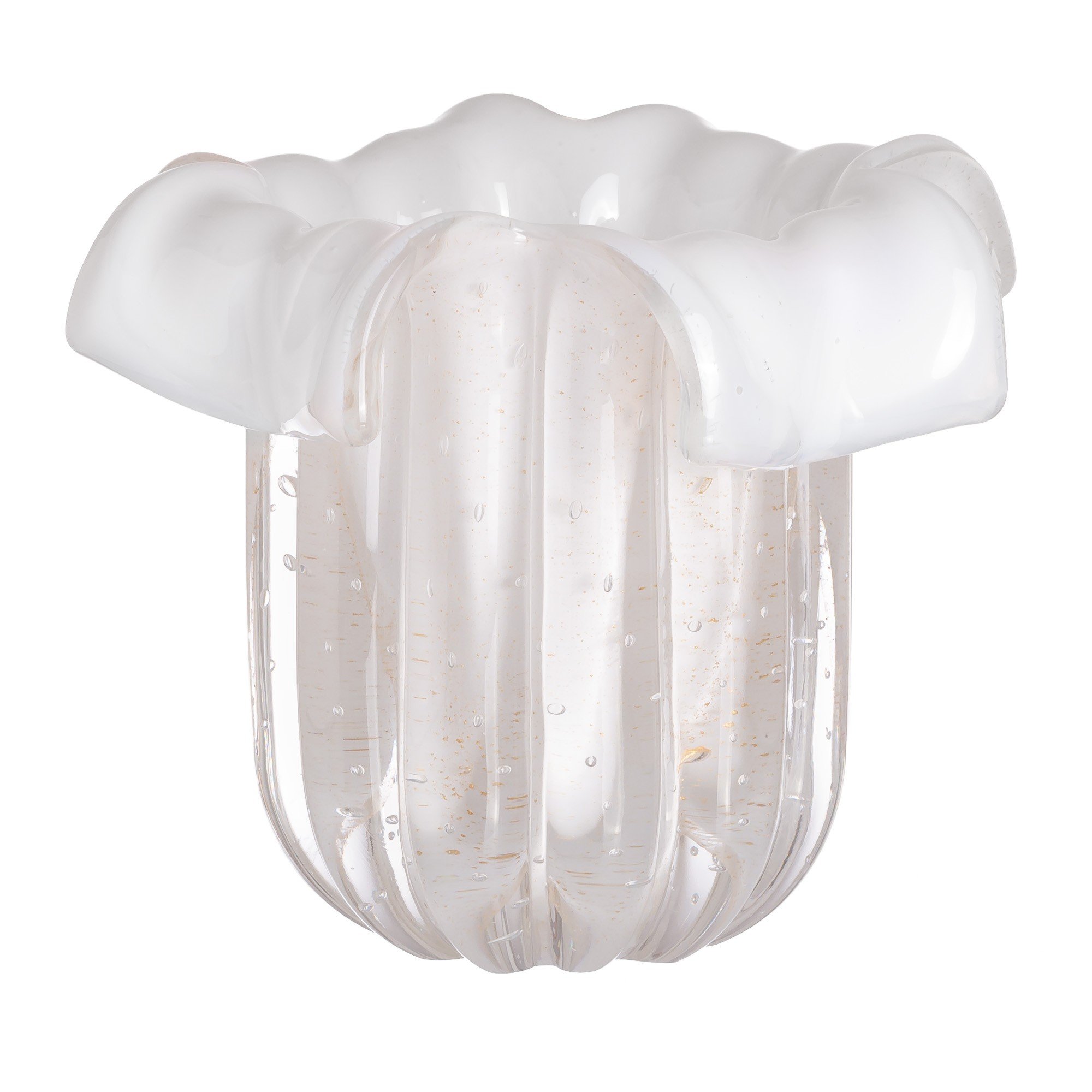 Vaso Murano Babado C/ Ouro Branco