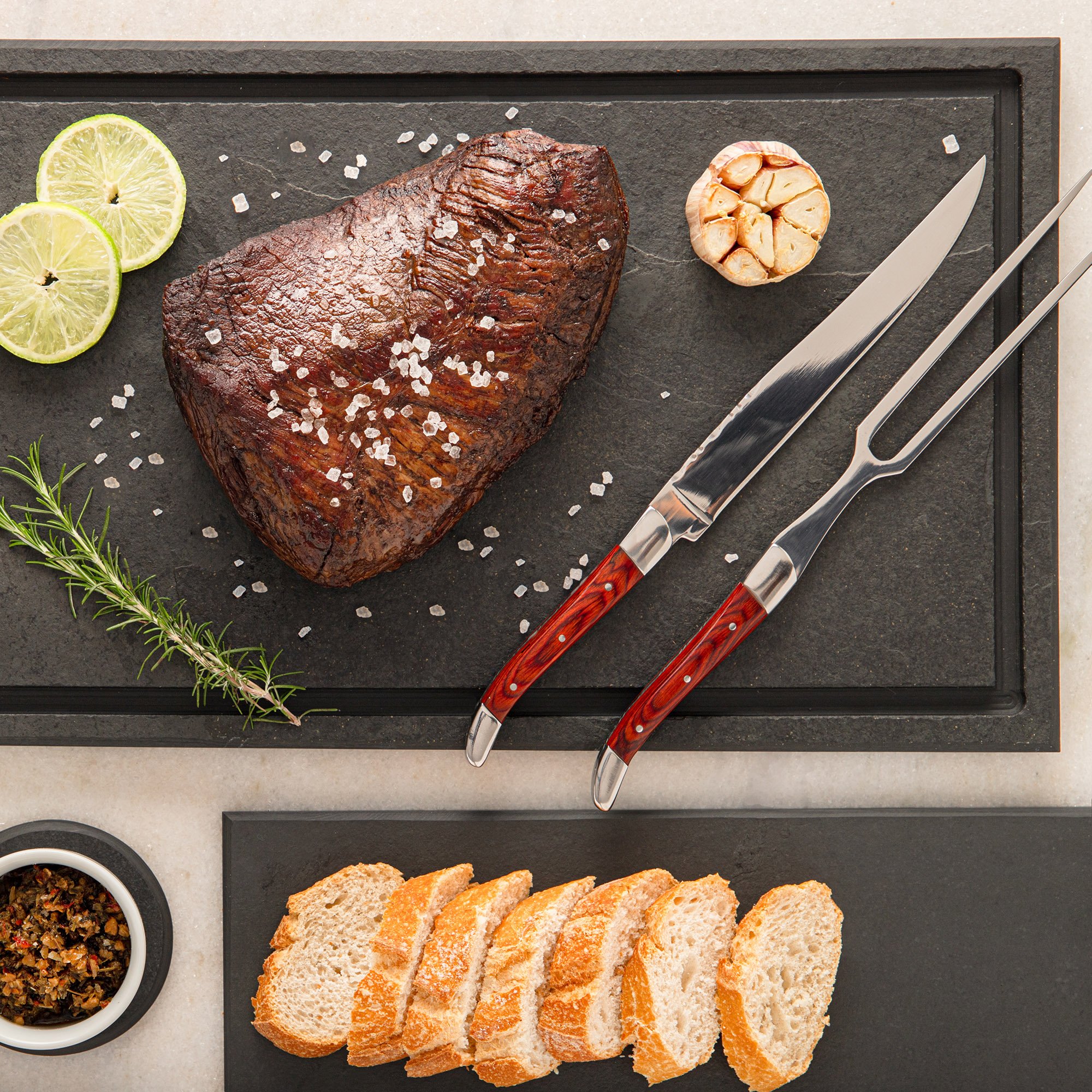 Tábua de Servir Lounge Ardósia Grafite Retangular c/ Alça